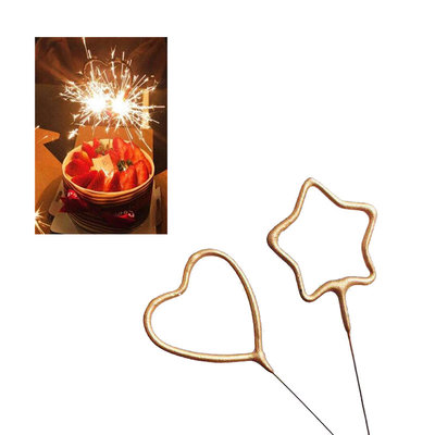 13CM Gold Hand Held Sparklers Heart Shaped For Wedding / Birthday Party