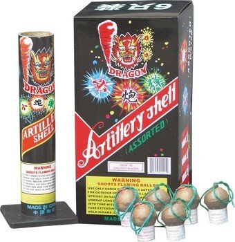 Small Pyrotechnic Artillery Aerial Display Shell Fireworks 1 Inch 6 Shots